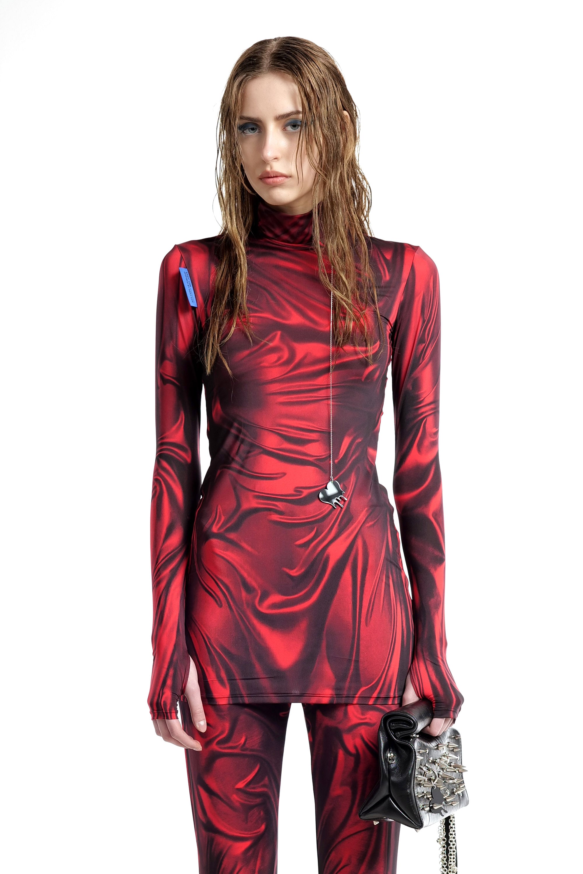 Red Wetlook Print Top – KETA GUTMANE